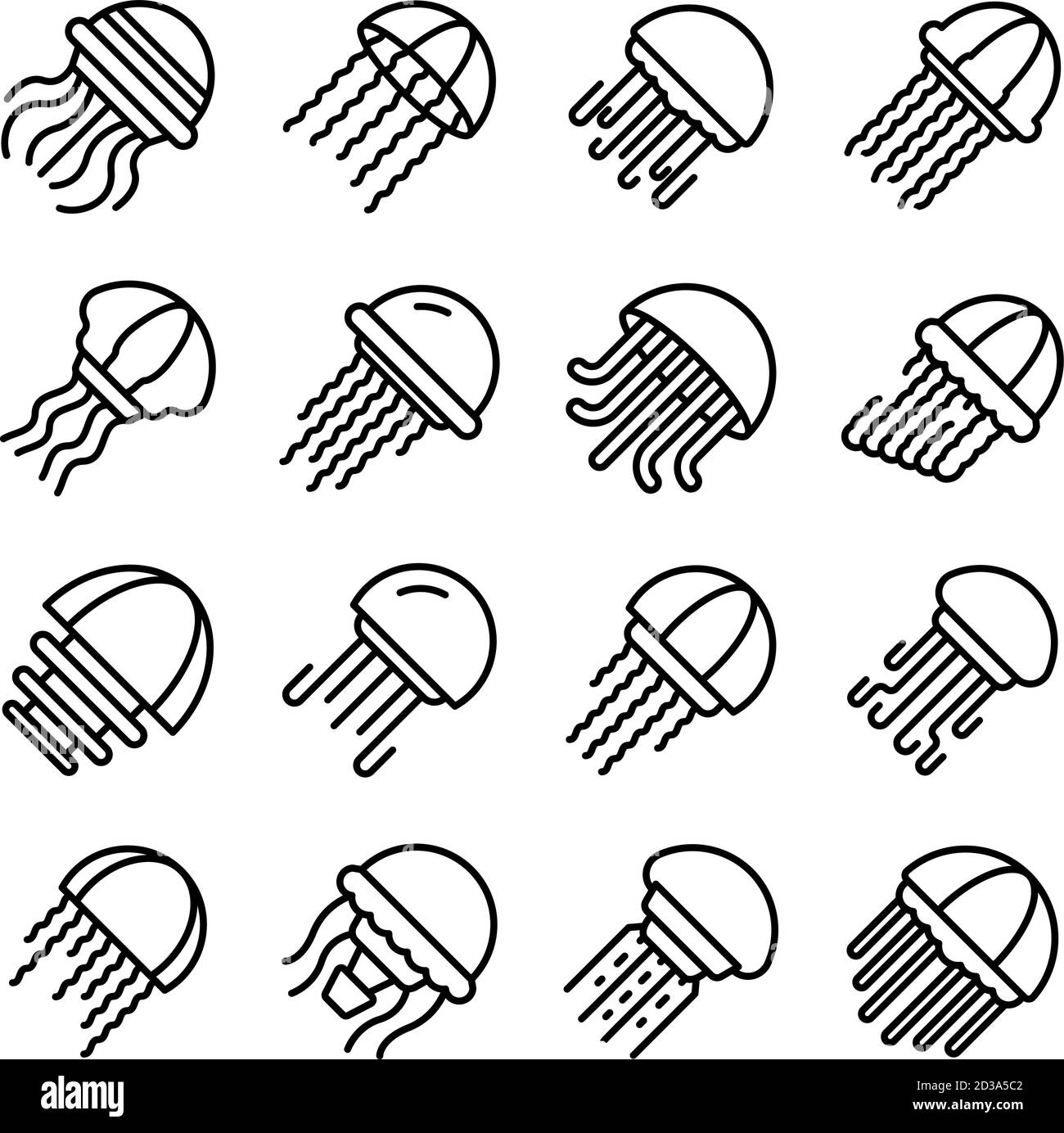 Jellyfish swimming underwater cute Black and White Stock Photos ...