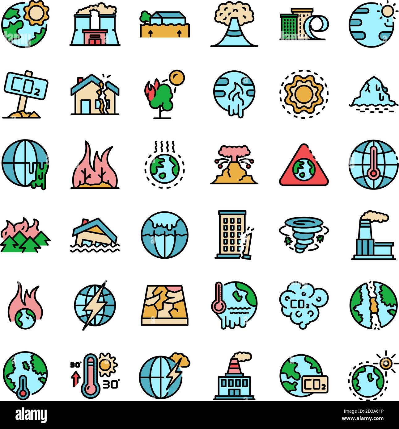 Global warming icons set vector flat Stock Vector Image & Art - Alamy
