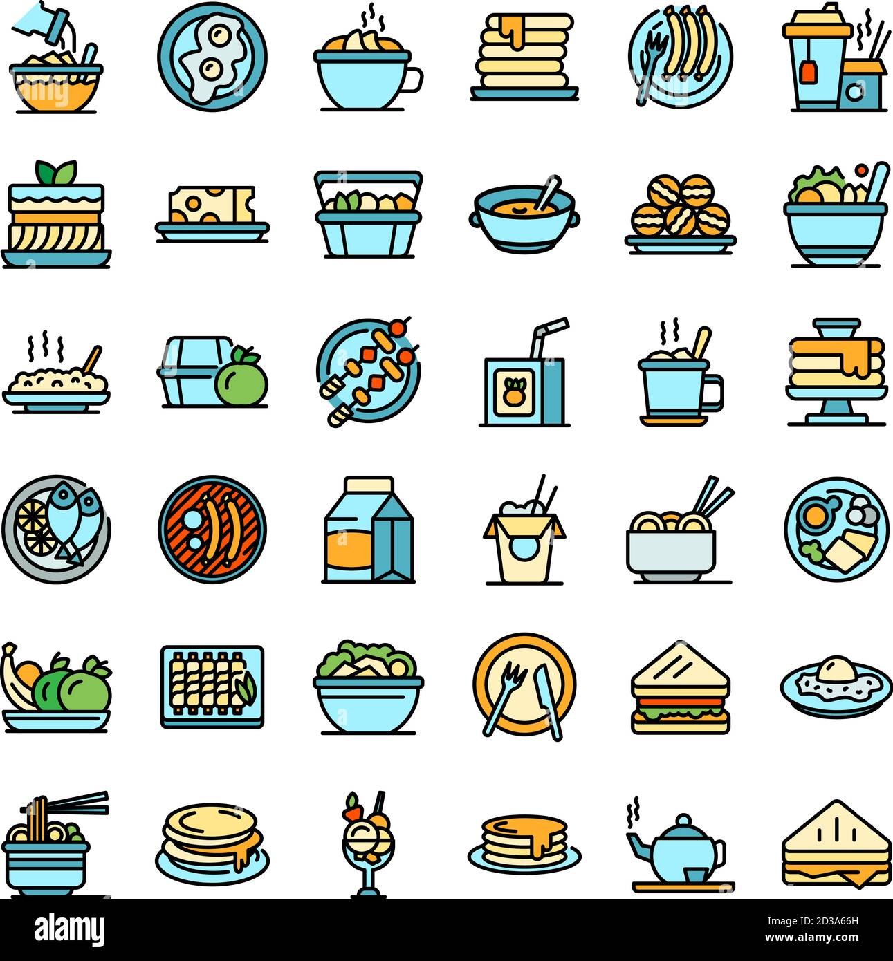 Lunch icons set vector flat Stock Vector Image & Art - Alamy