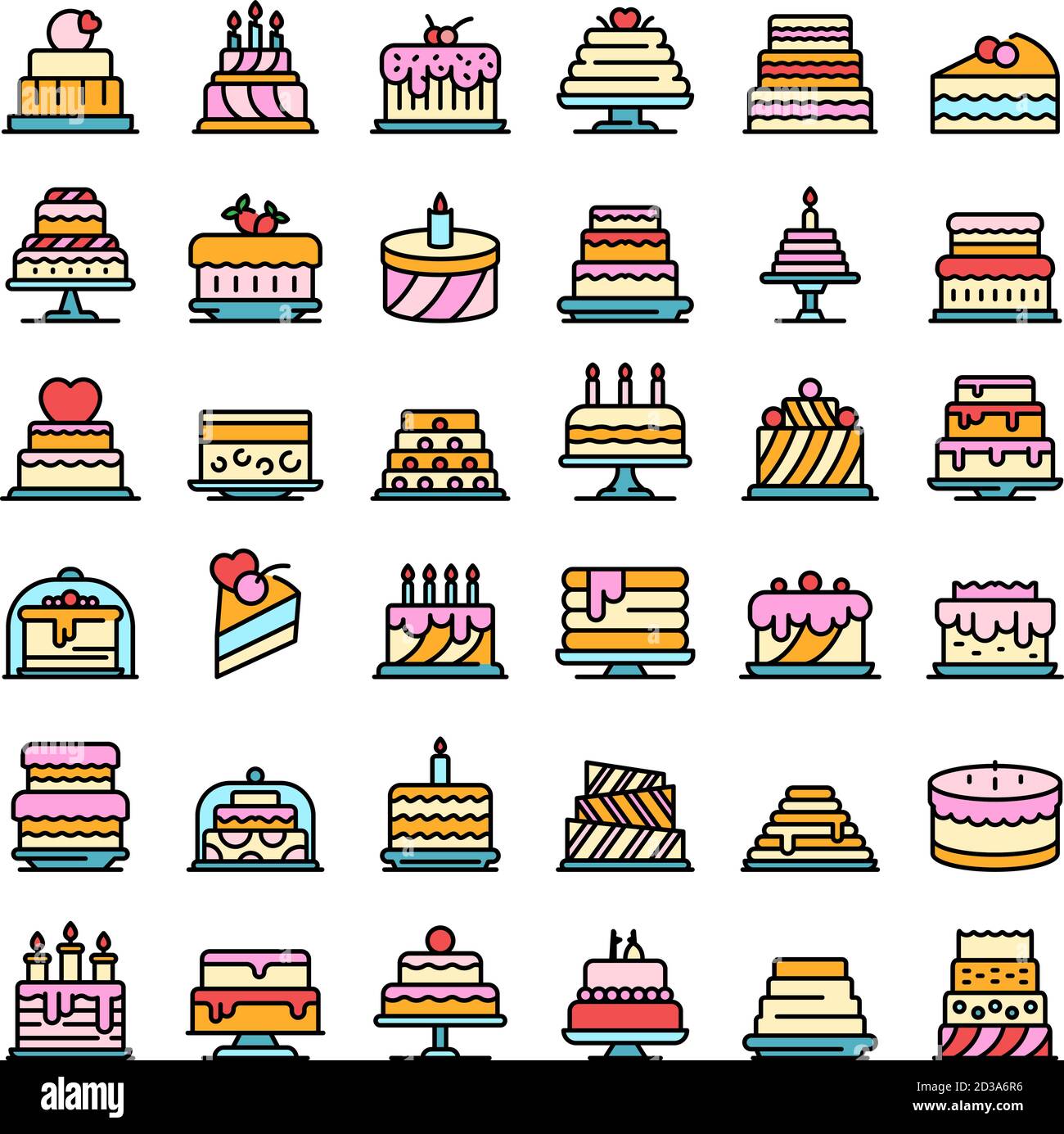 Cake icons set vector flat Stock Vector Image & Art - Alamy