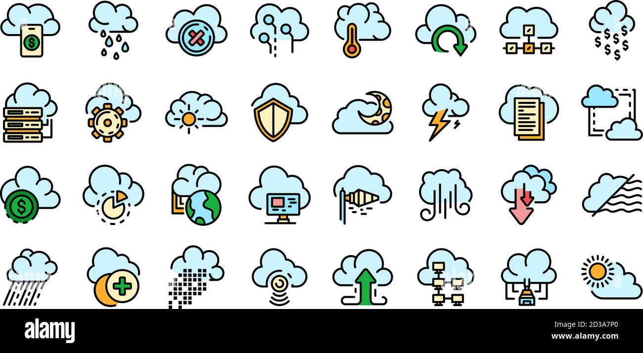 Cloud icons set vector flat Stock Vector Image & Art - Alamy