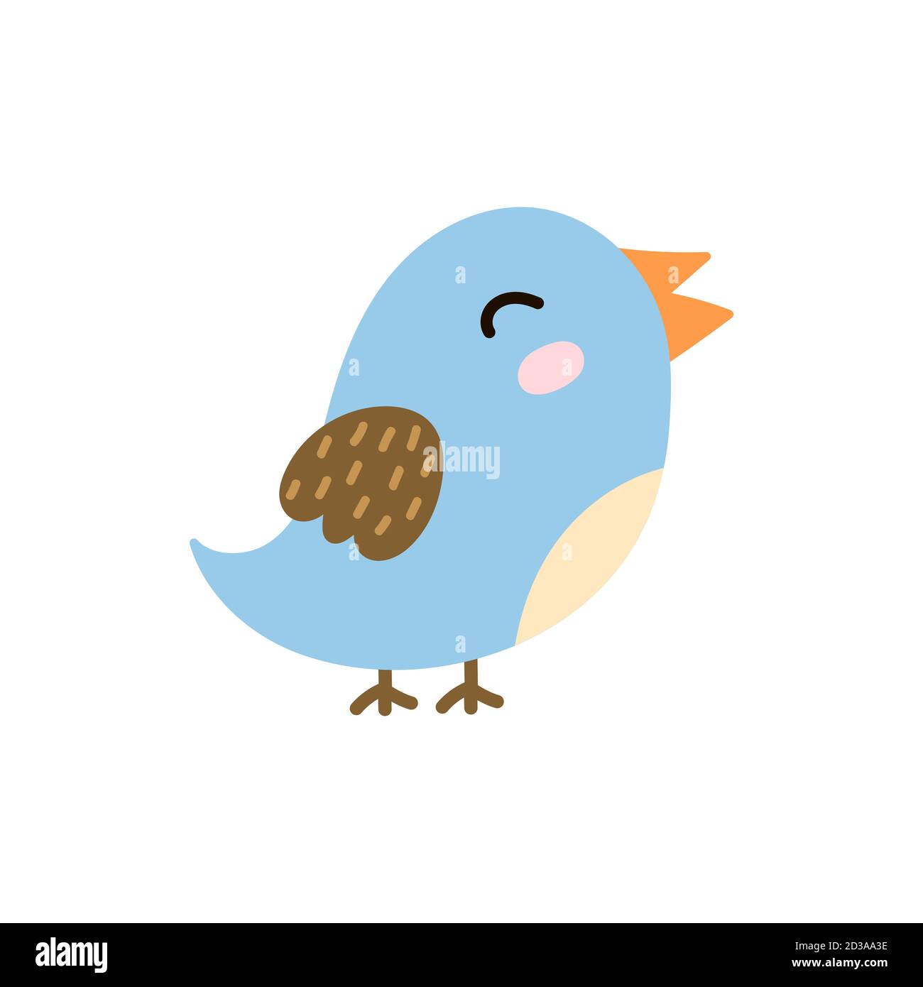 Cute singing blue bird. Funny character isolated element Stock Vector ...