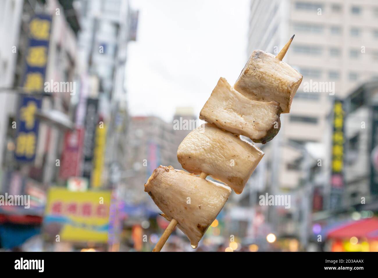 The close up of Taiwanese traditional barbecue (BBQ) food at night ...