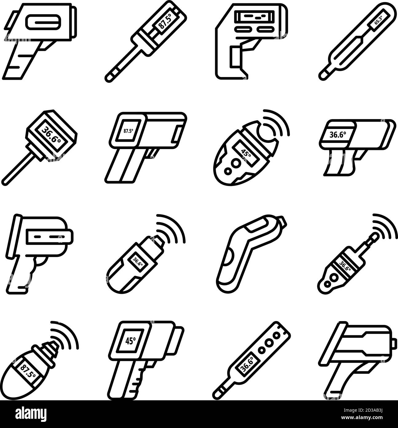 Digital thermometer icons set, outline style Stock Vector Image & Art ...