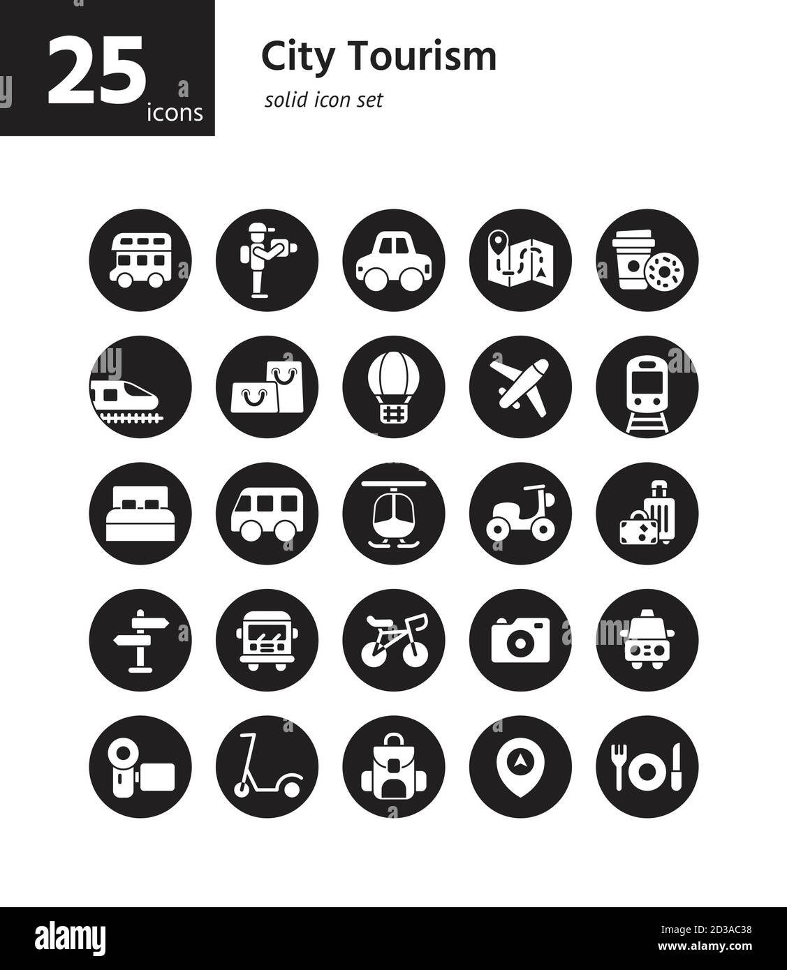 City Tourism solid icon set. Vector and Illustration Stock Vector Image ...