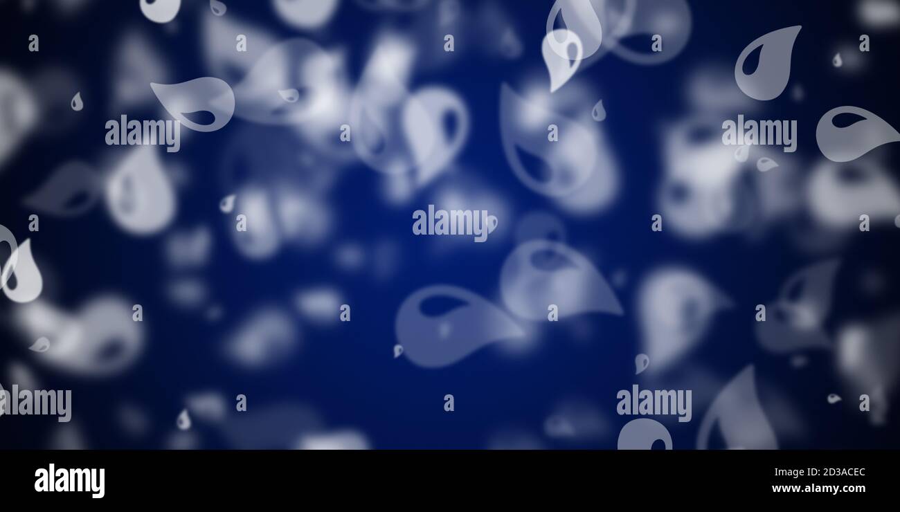 Flying water drops over dark blue background Stock Photo - Alamy