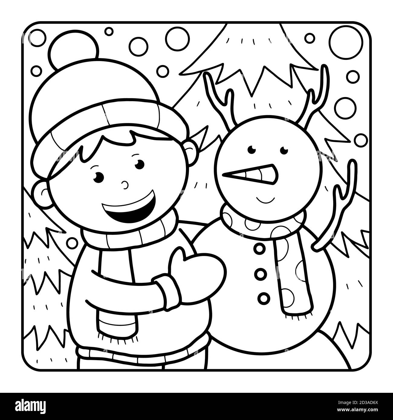 Christmas coloring page for kids Stock Photo - Alamy