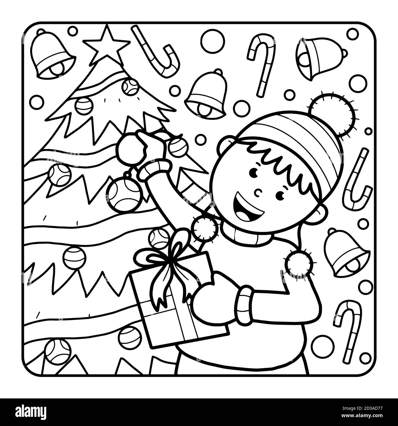 Christmas coloring page for kids Stock Photo - Alamy