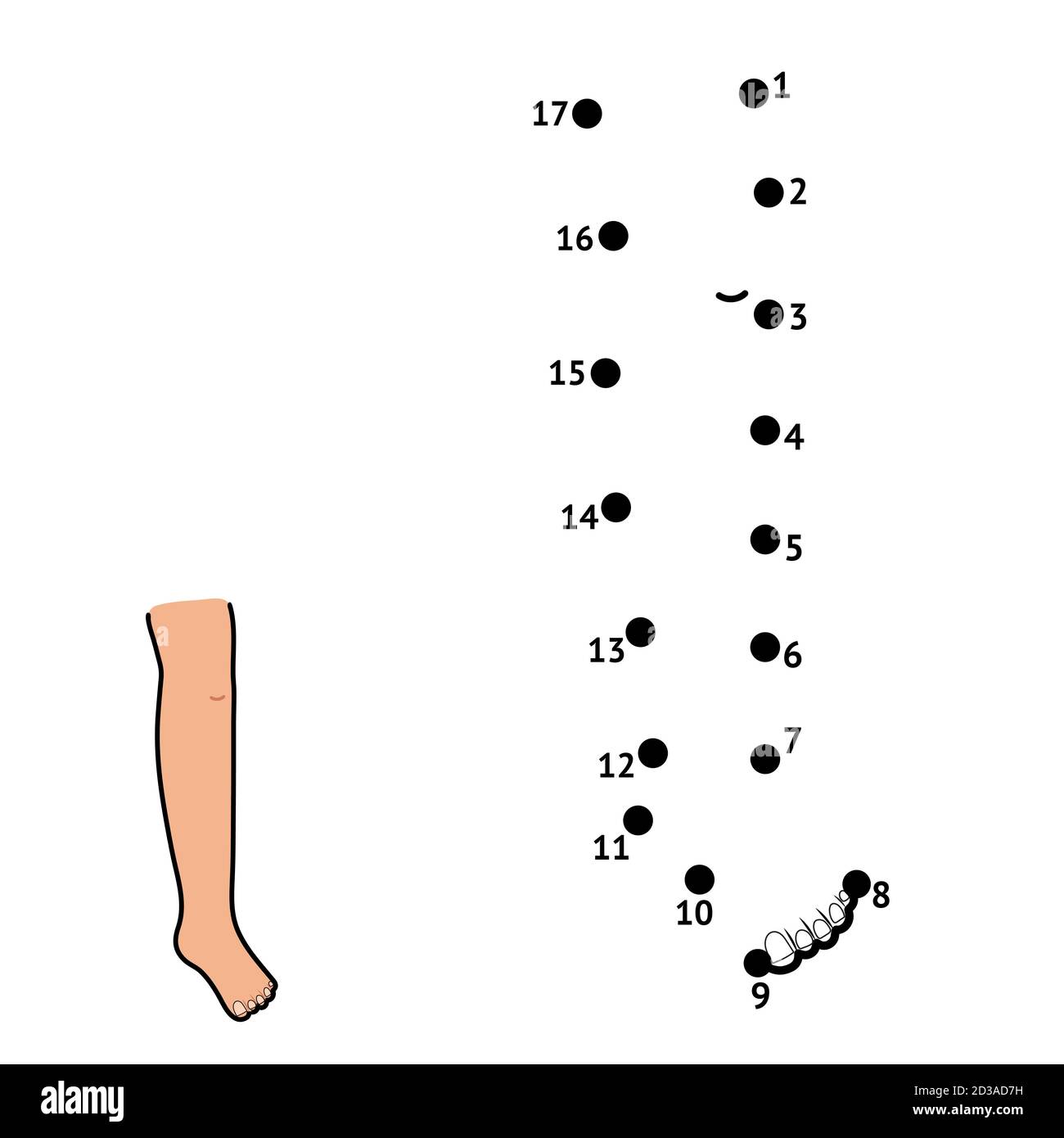 Dot to dot game for kids. Connect the dots and draw a leg Stock Vector ...