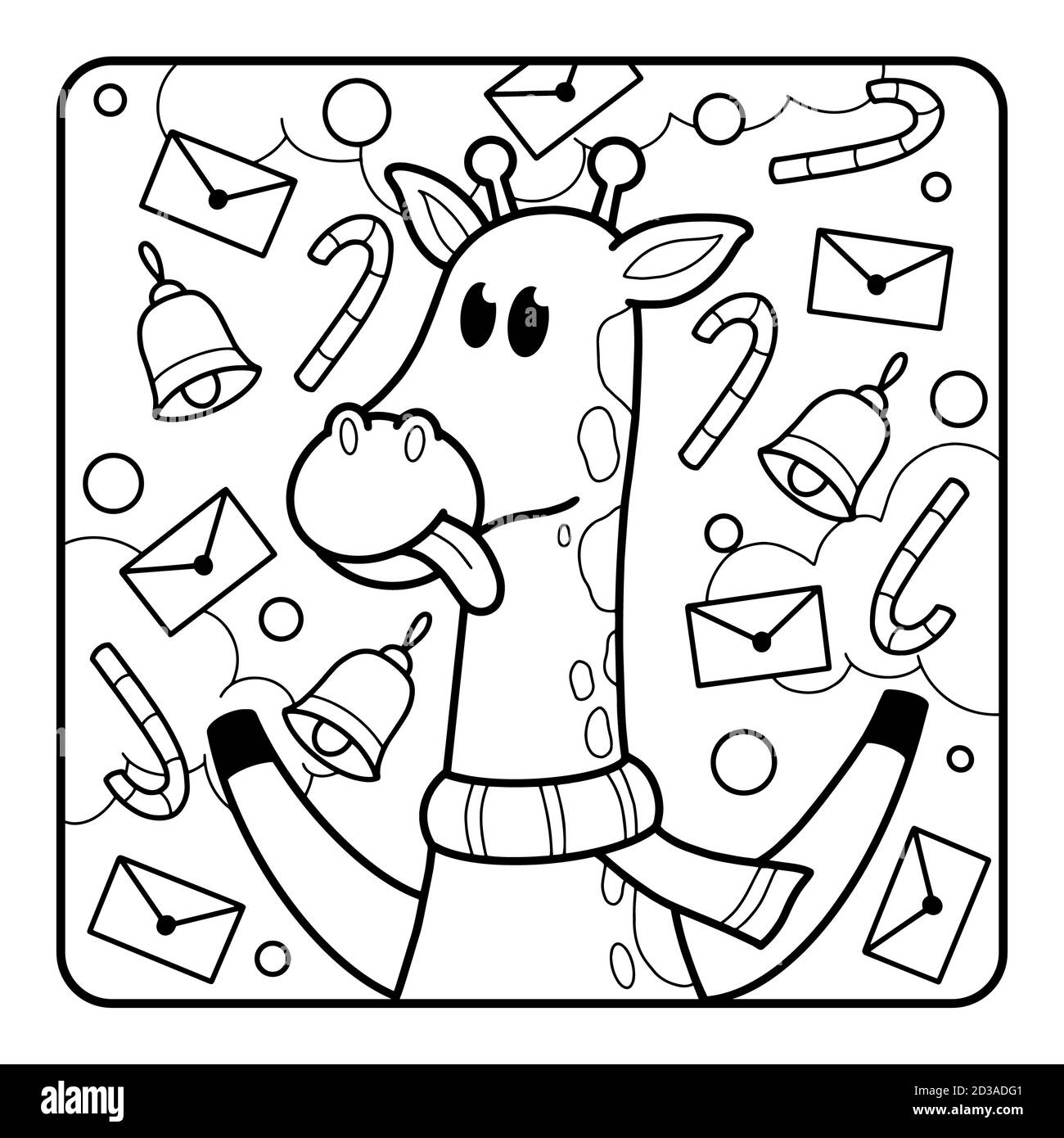 Christmas tree coloring pages for kids Black and White Stock Photos ...