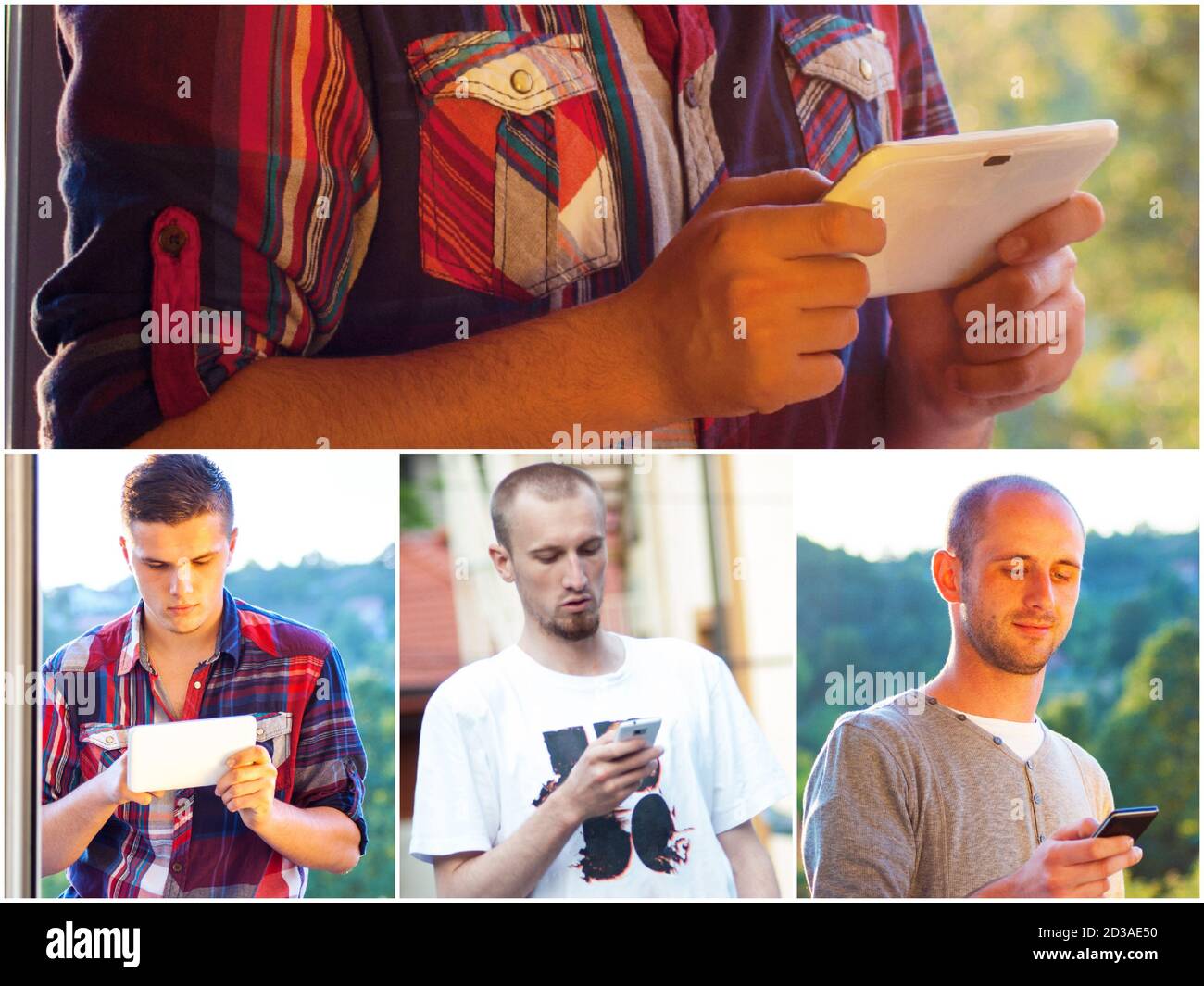 Hand tablet screen typing Cut Out Stock Images & Pictures - Alamy