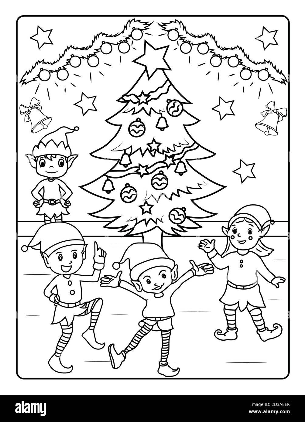 Christmas coloring page for kids Stock Photo - Alamy