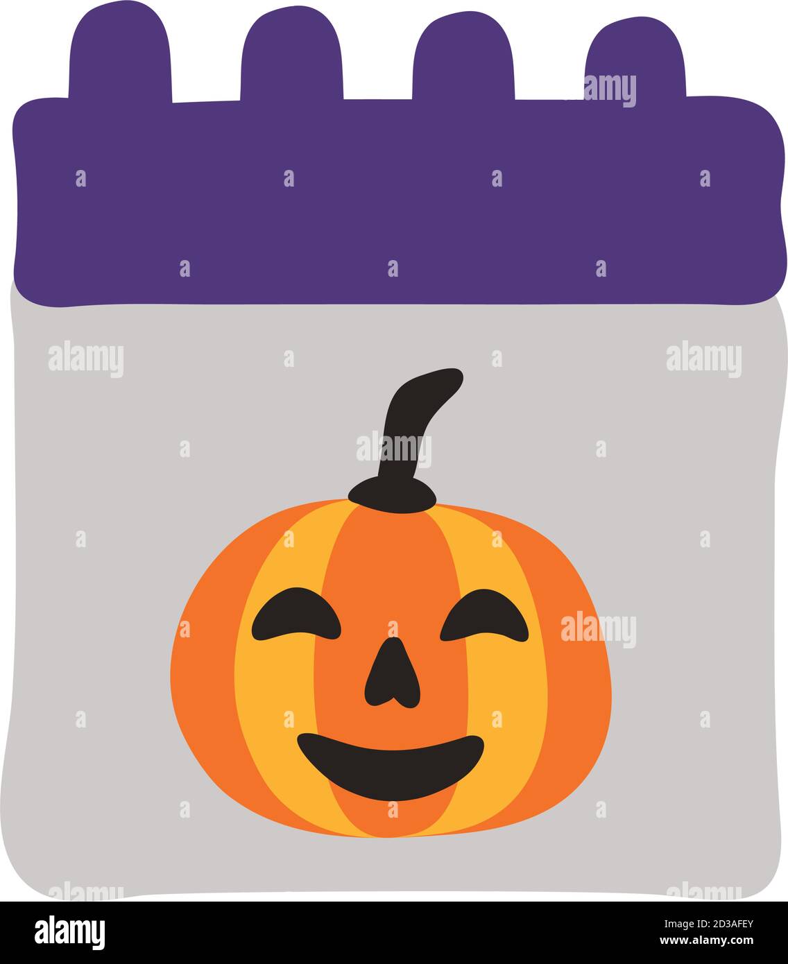 halloween calendar with pumpkin face flat style vector illustration ...