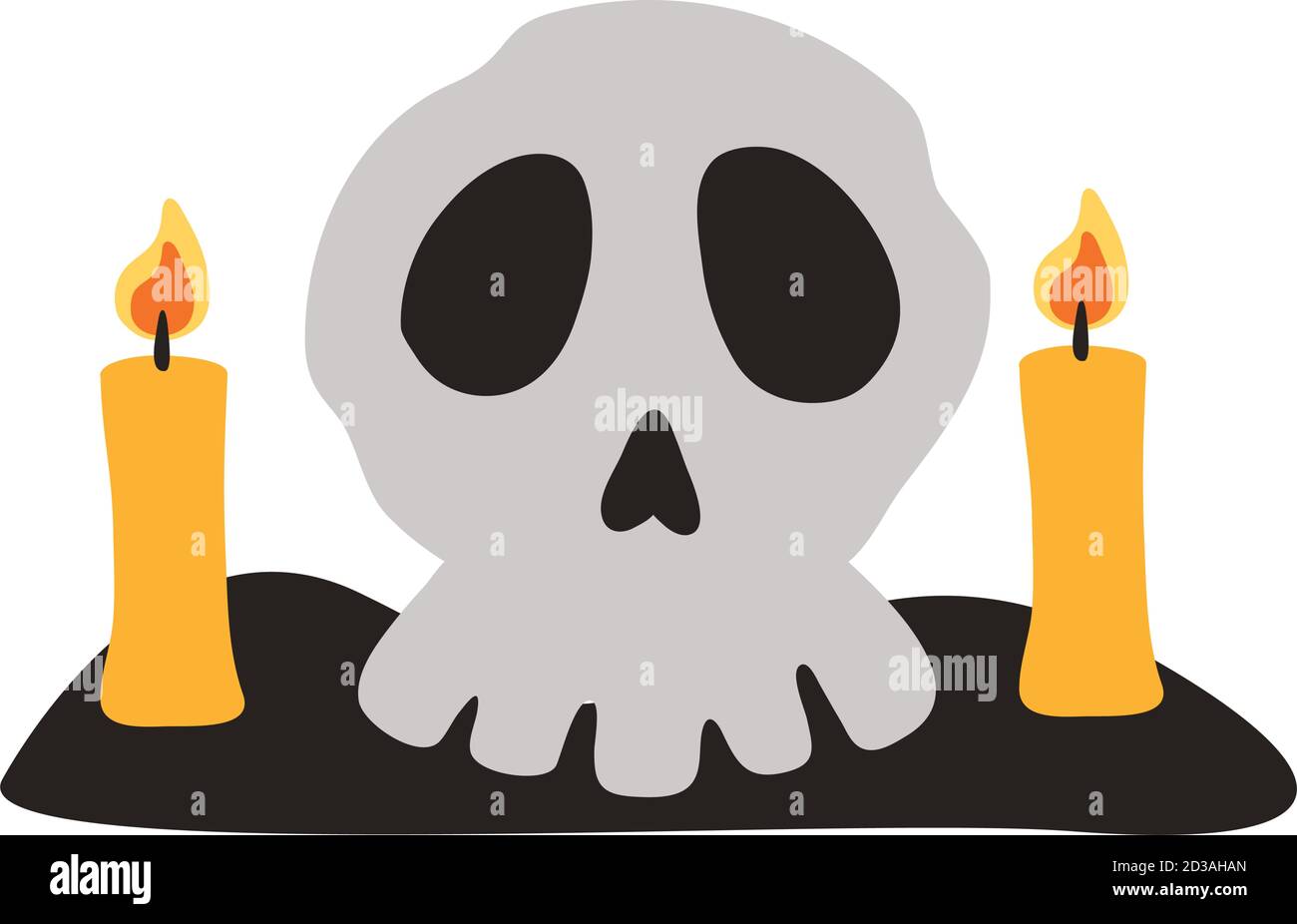 halloween head skull and candles flat style icon vector illustration ...