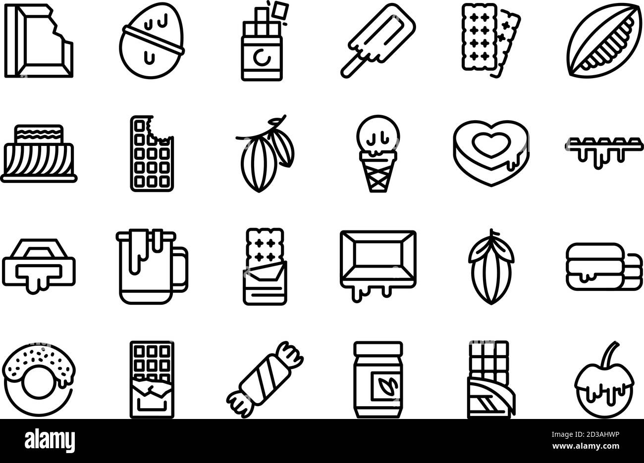 Chocolate icons set, outline style Stock Vector Image & Art - Alamy