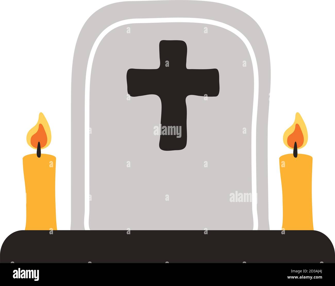 cemetery tomb with cross and candles flat style icon vector ...