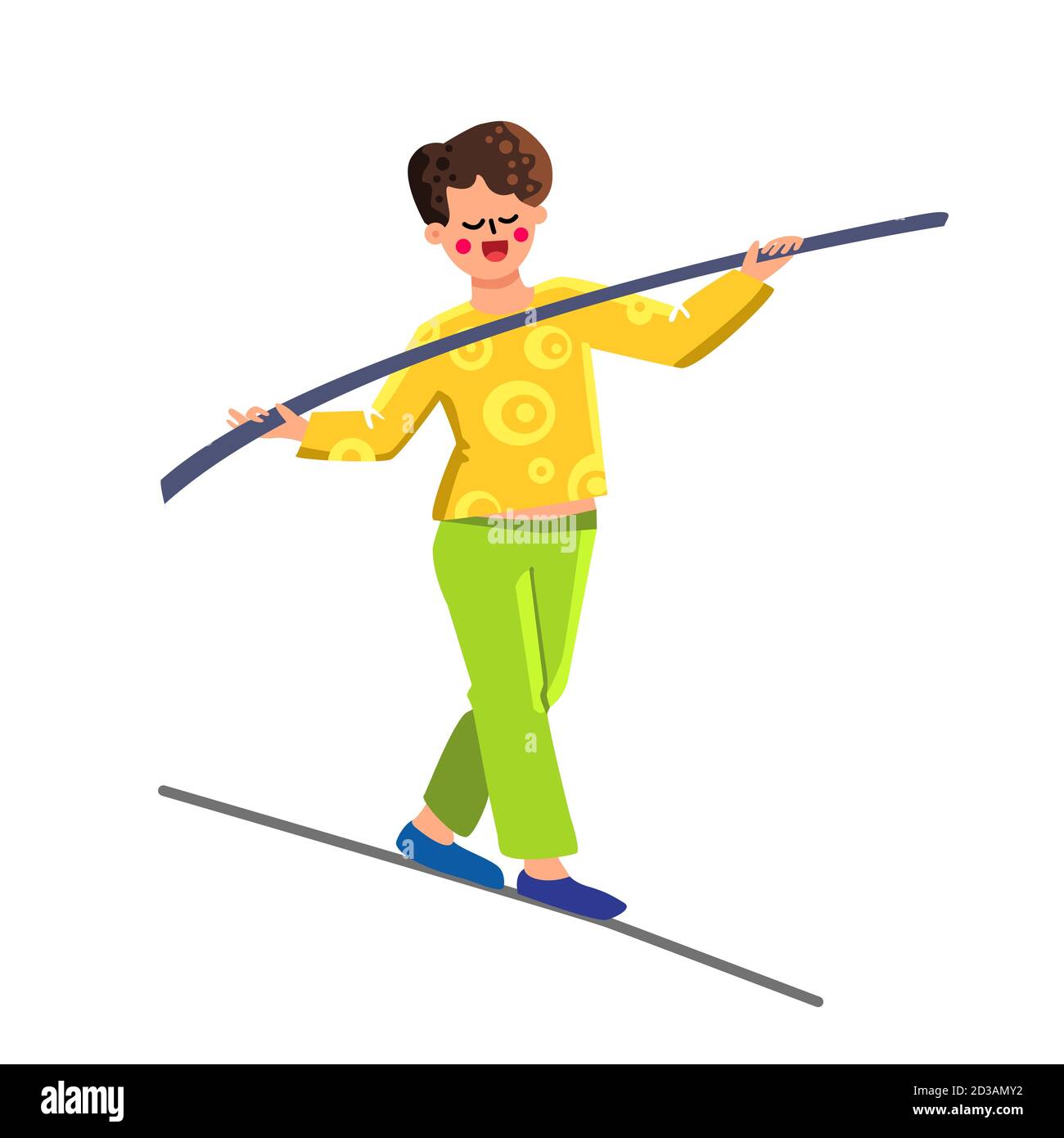 Man Balance Stick Balancing On Tightrope Vector Stock Vector Image ...