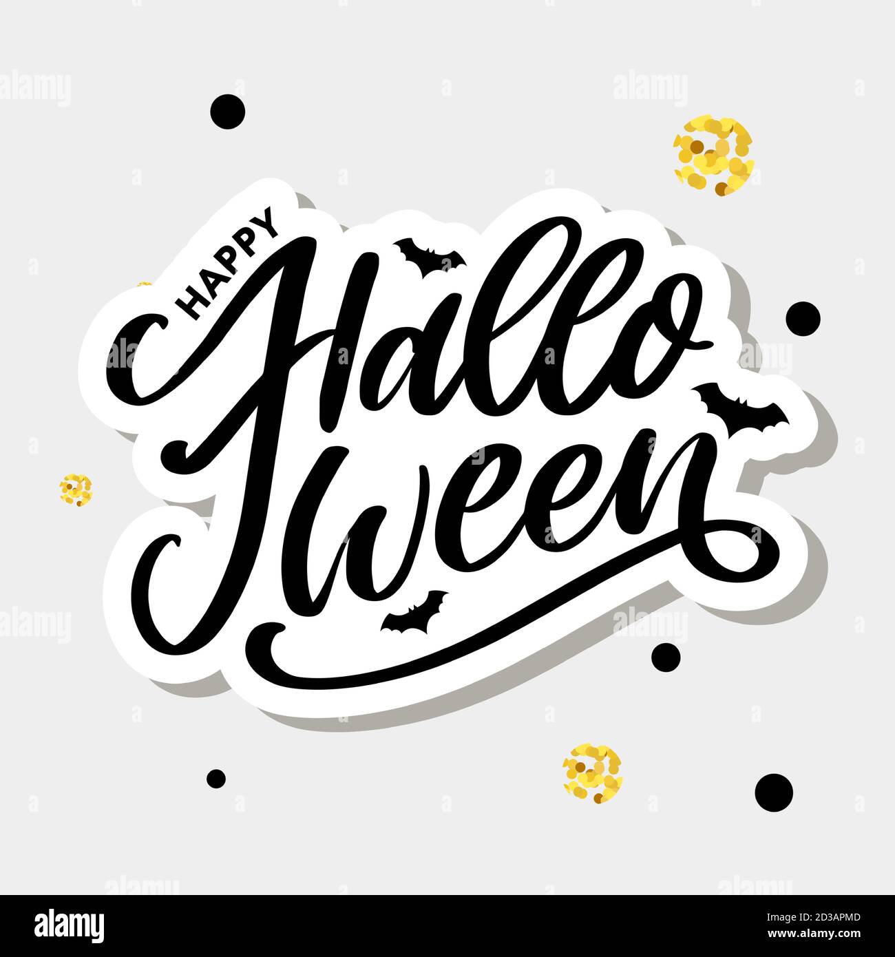 Halloween lettering greeting card calligraphy text brush black vector ...