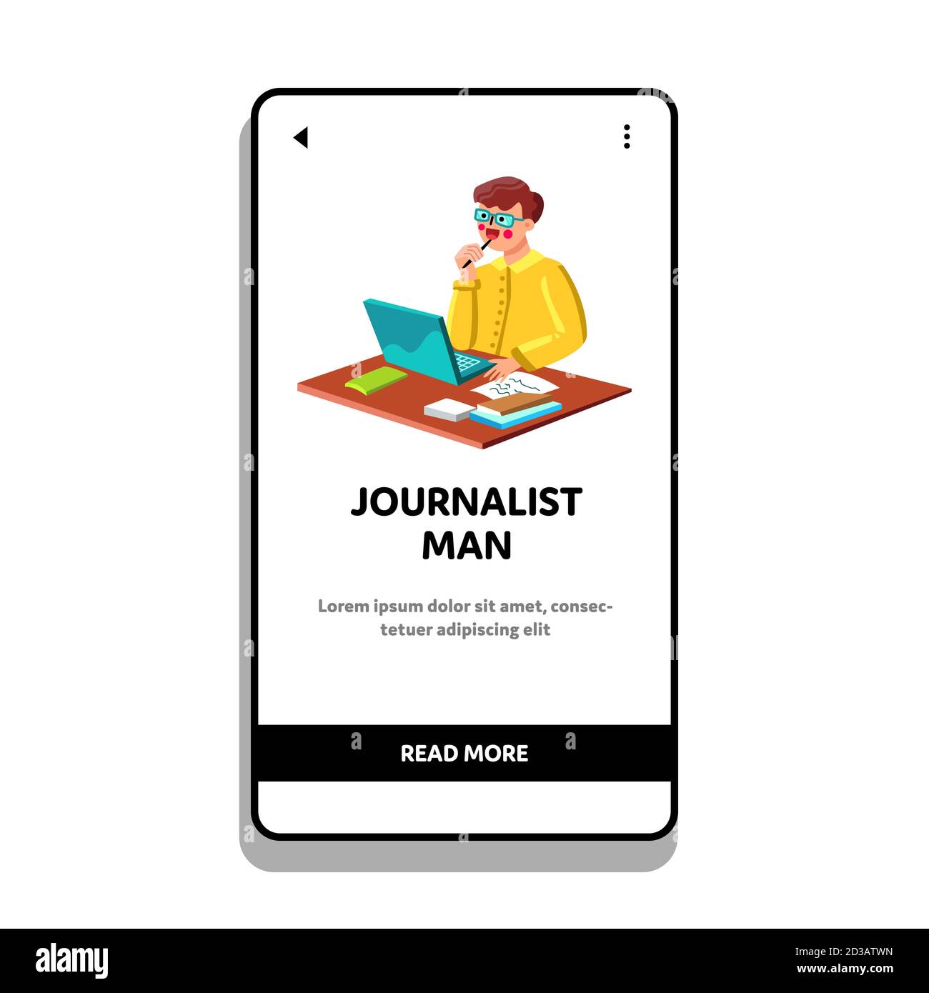 Journalist Man Write Article For Newspaper Vector Stock Vector Image ...