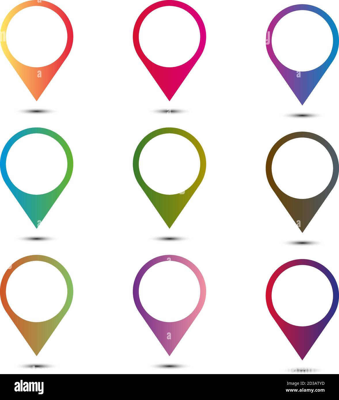 set of bright map pointers pin on a white background Stock Vector Image ...