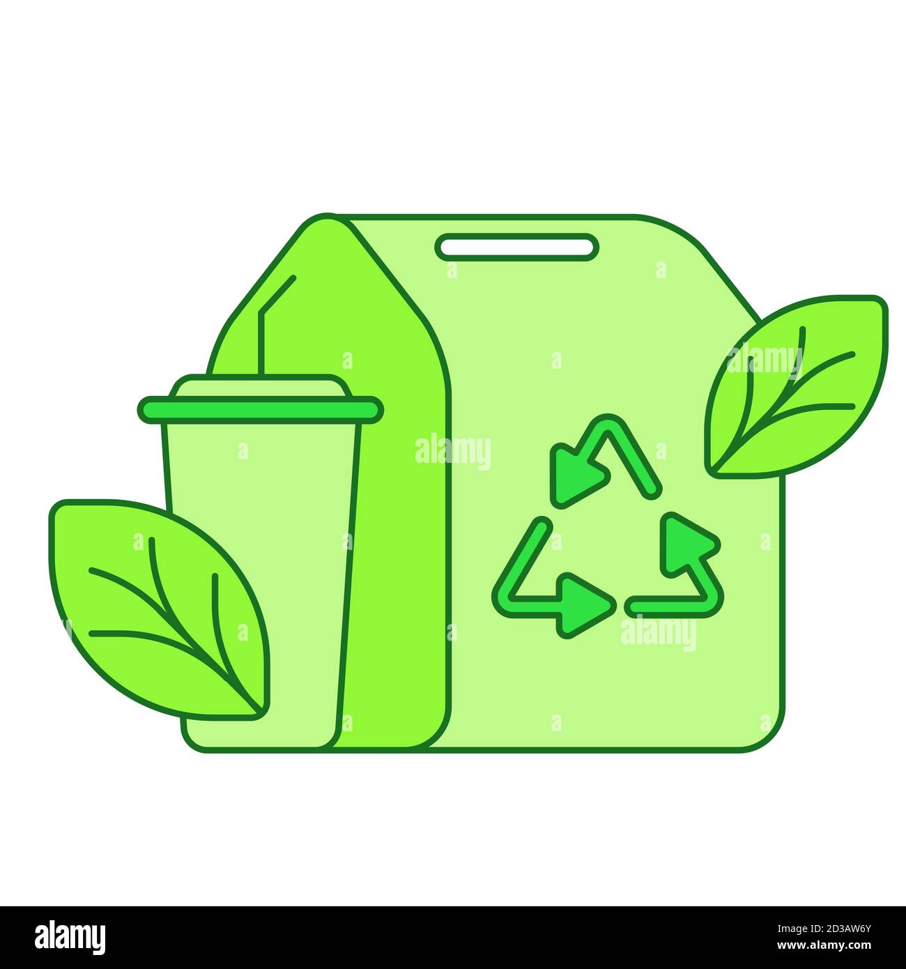 Eco food packaging concept cup paper box packaging recycle leaf white ...