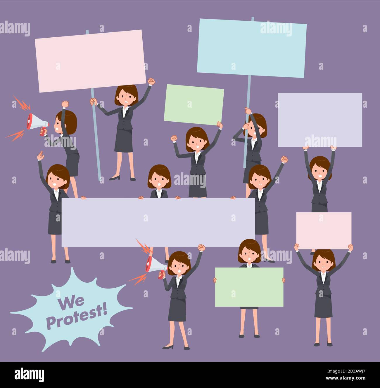 A set of women protesting.It's vector art so it's easy to edit Stock ...