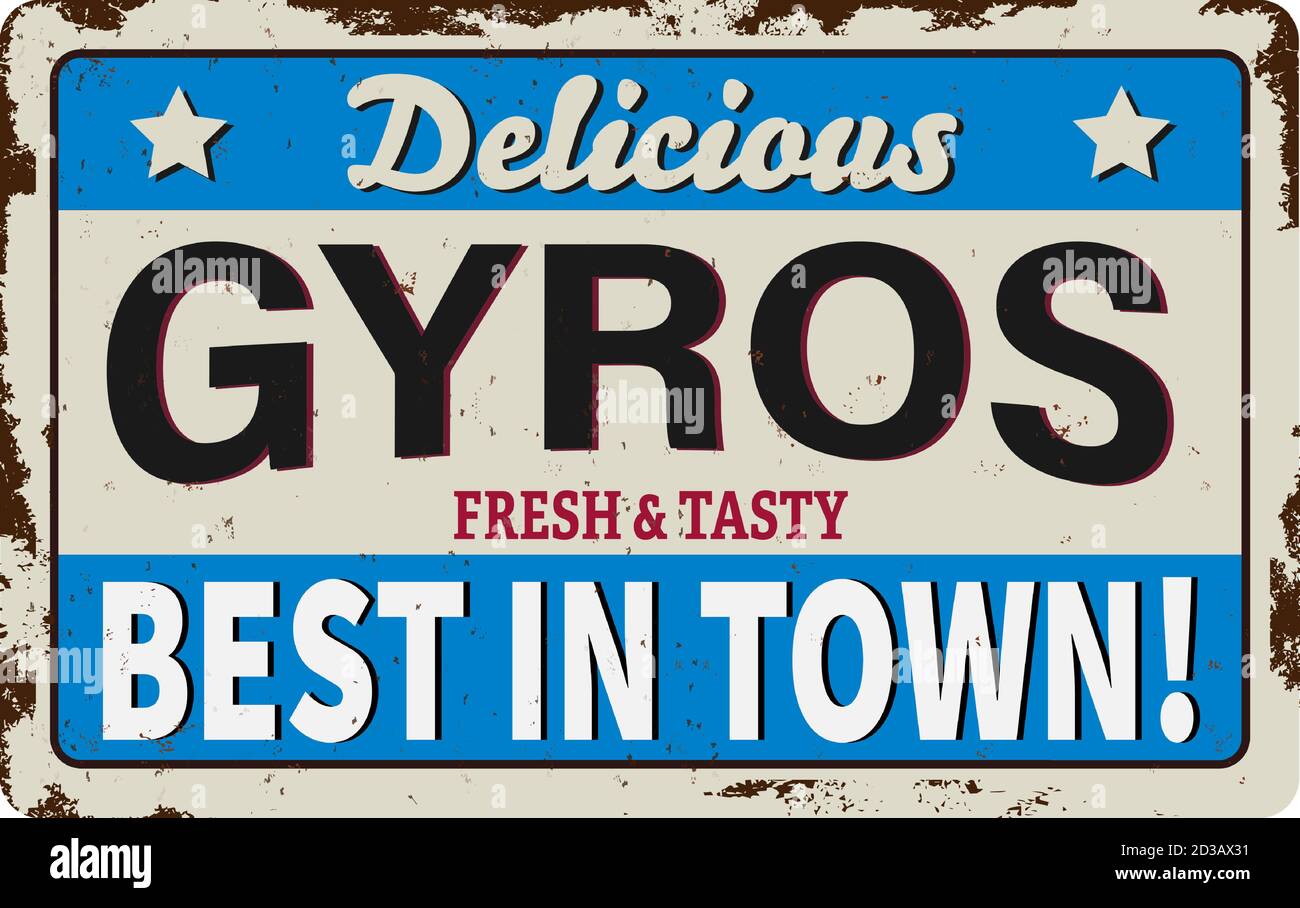 Gyros vintage rusty metal sign on a white background, vector ...