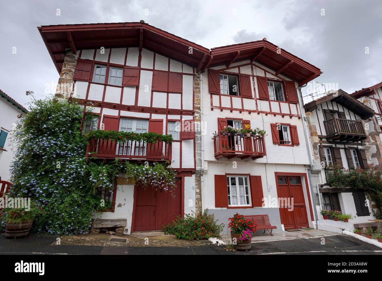 Traditional architecture of the French Basque Country. Photo take in ...
