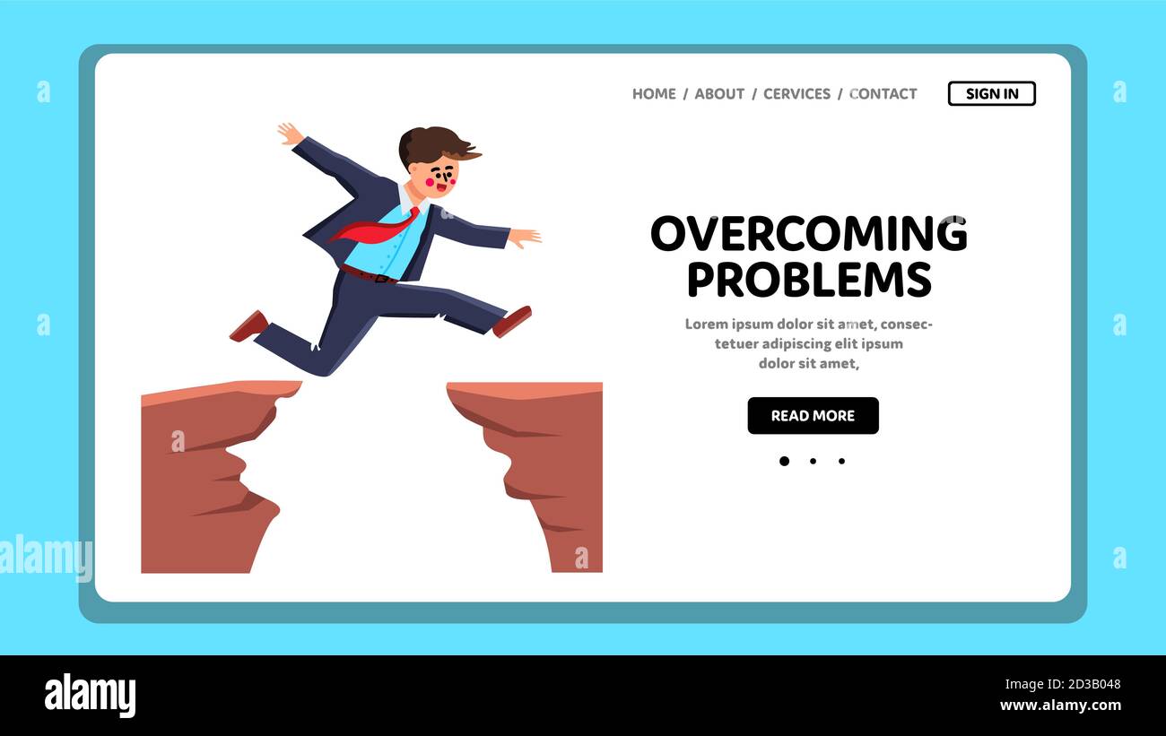 Man Overcoming Problems And Difficulties Vector Illustration Stock ...