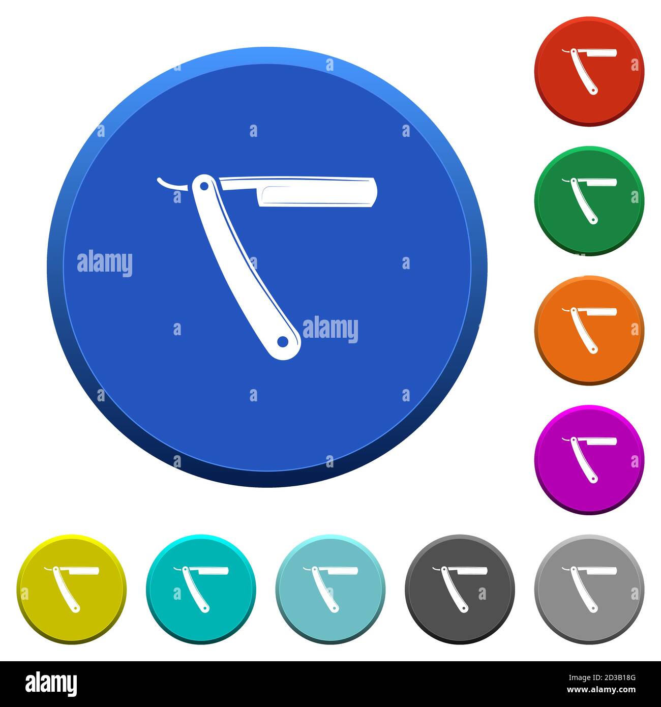 Straight razor round color beveled buttons with smooth surfaces and ...