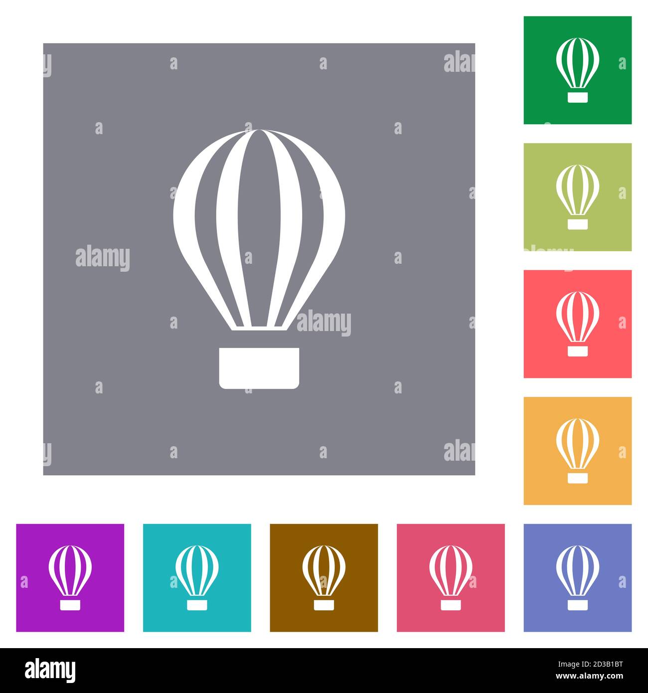 Air balloon flat icons on simple color square backgrounds Stock Vector ...