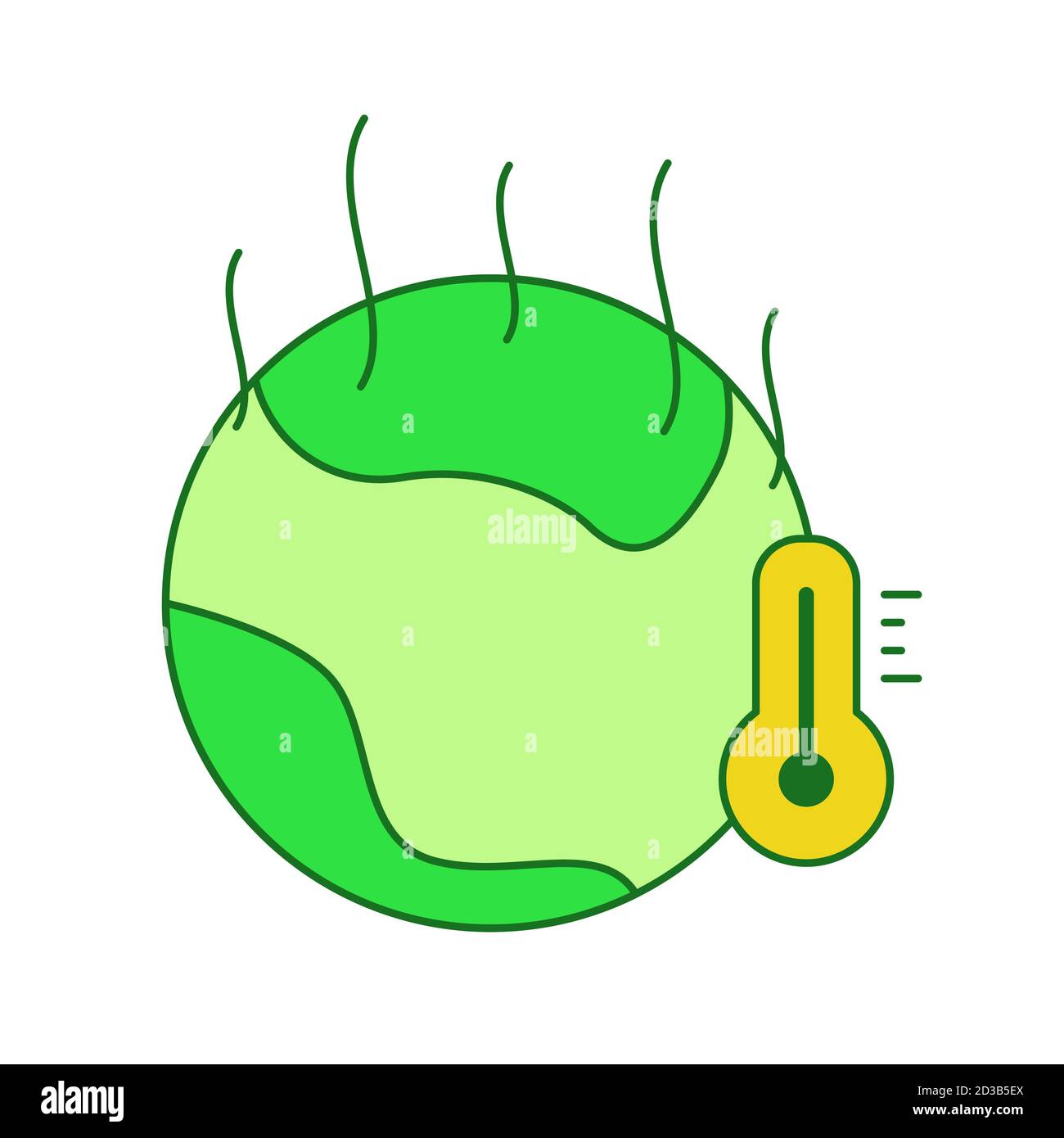 Global warming concept earth heat evaporate thermometer white isolated ...