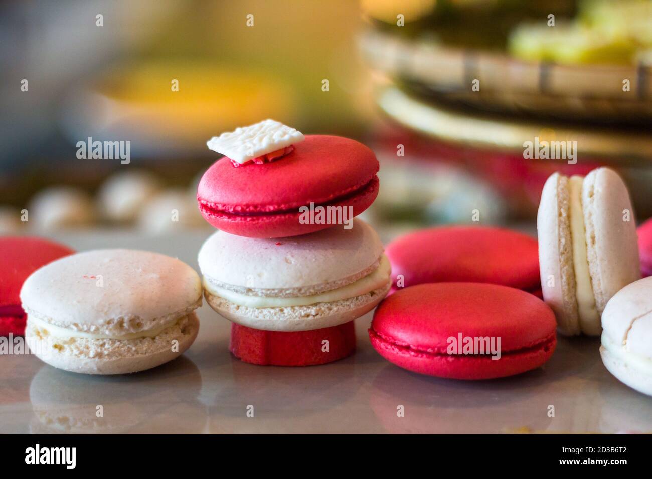 Macarons on display at a dessert cafe Stock Photo - Alamy