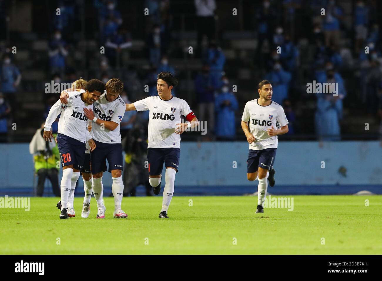 FC Tokyo's Leandro (L) celebrates scoring the opening goal from a ...