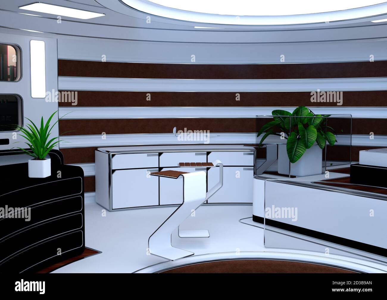 3D rendering of a science fiction apartment interior Stock Photo - Alamy