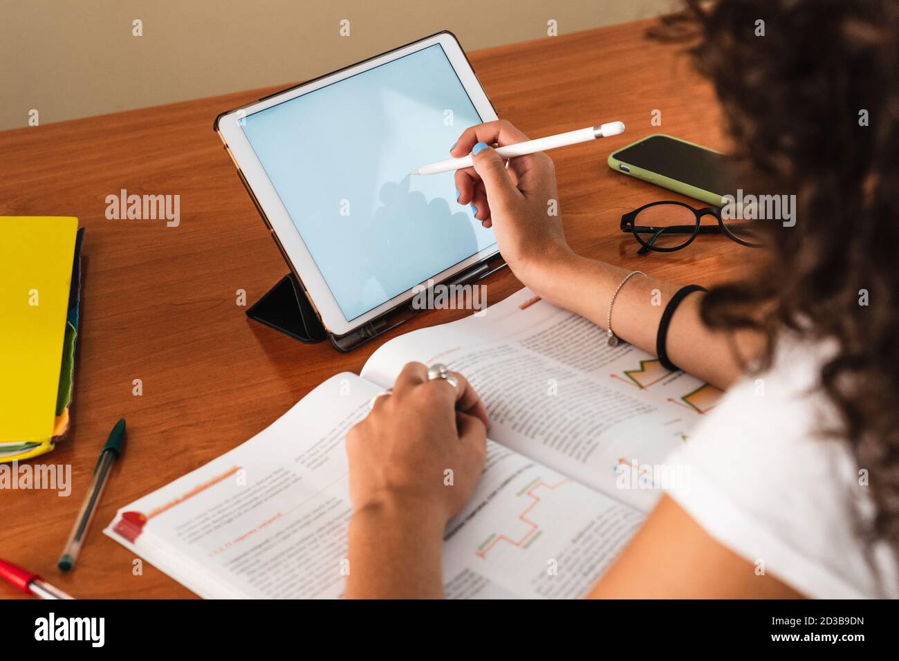 Female student doing online classes Stock Photo - Alamy