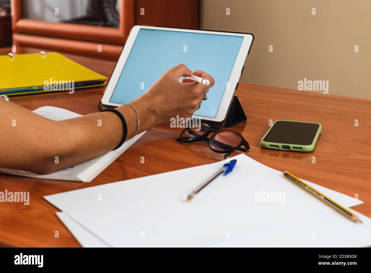 Female student doing online classes Stock Photo - Alamy