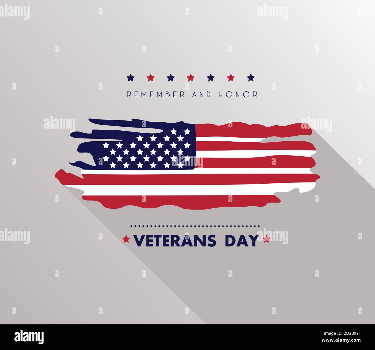 happy veterans day lettering with usa flag painted vector illustration ...