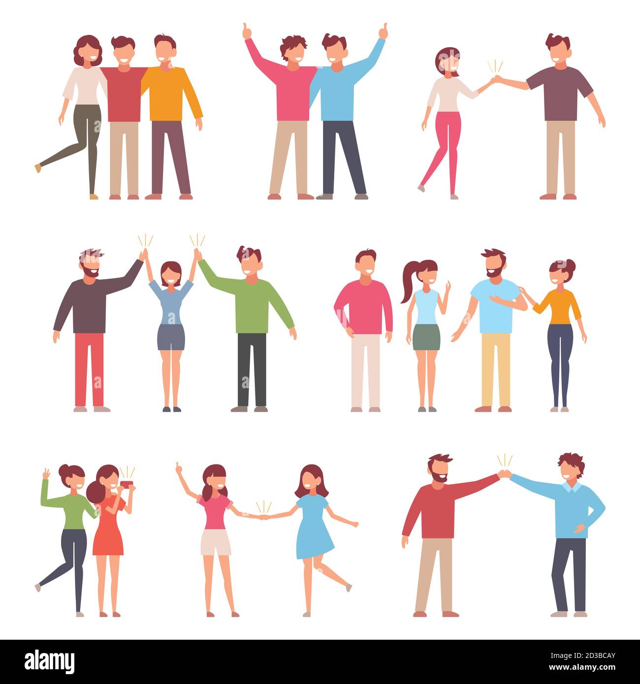 Vector illustration in a flat style of group of happy fashion people ...