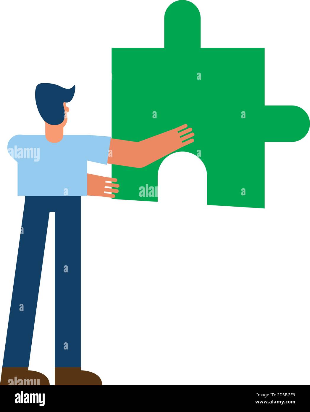 man with puzzle of back design, Jigsaw game and teamwork theme Vector ...
