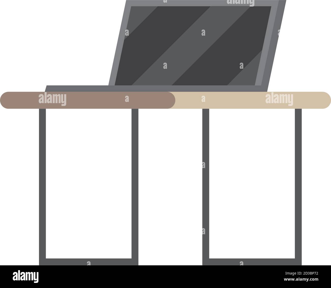laptop on desk design, Digital technology and communication theme ...