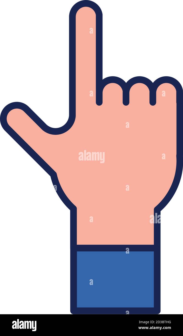 number one hand up line and fill style icon design of People arm finger ...