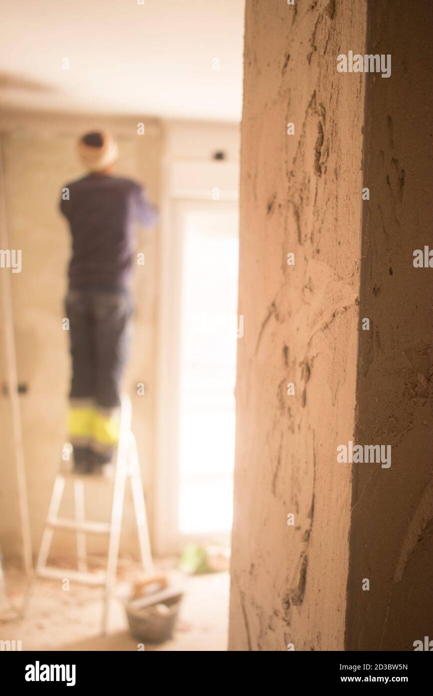 Building renovation works in appartment showing refurbishments works by ...