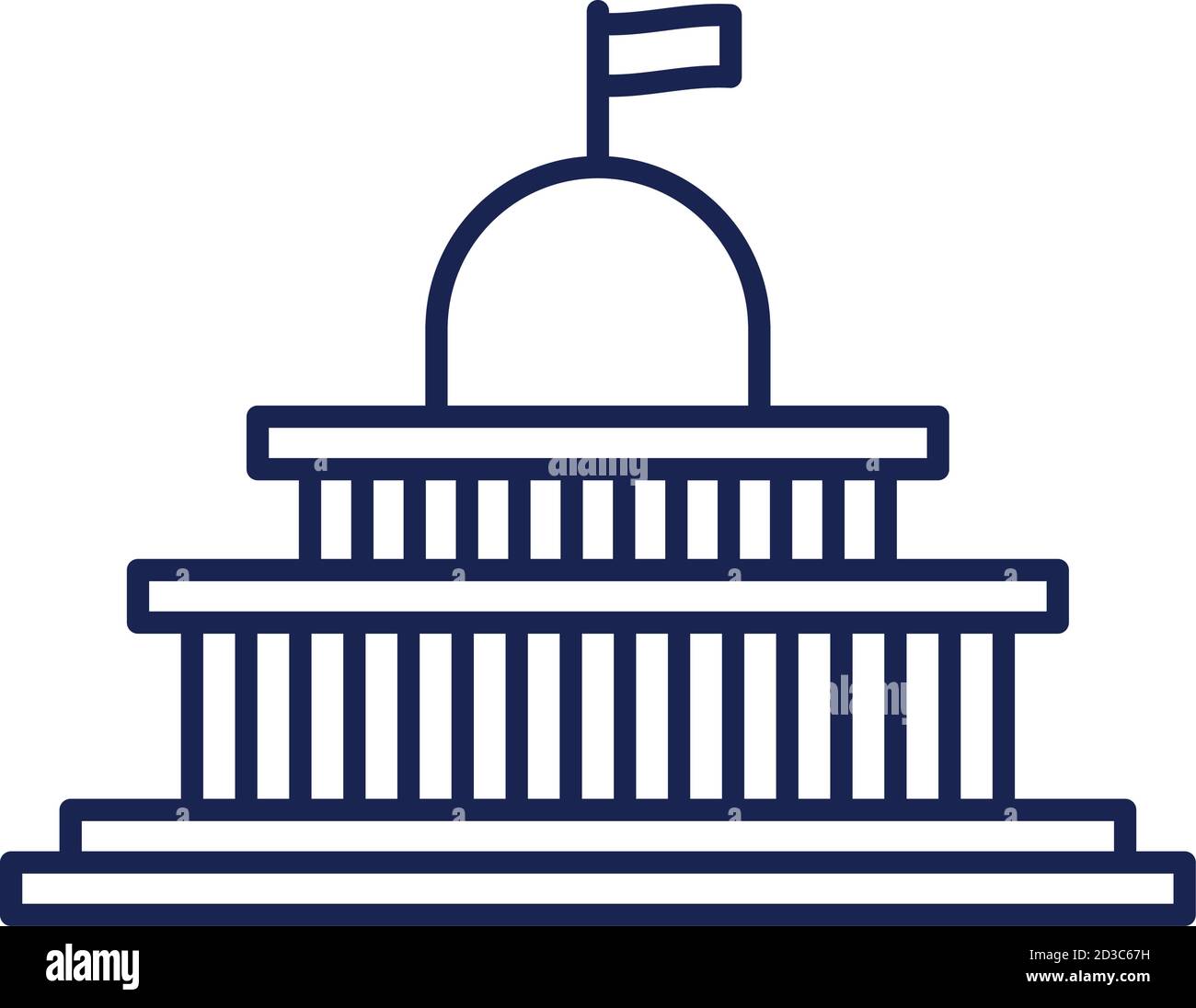 Usa building with flag line style icon design, United states of america ...