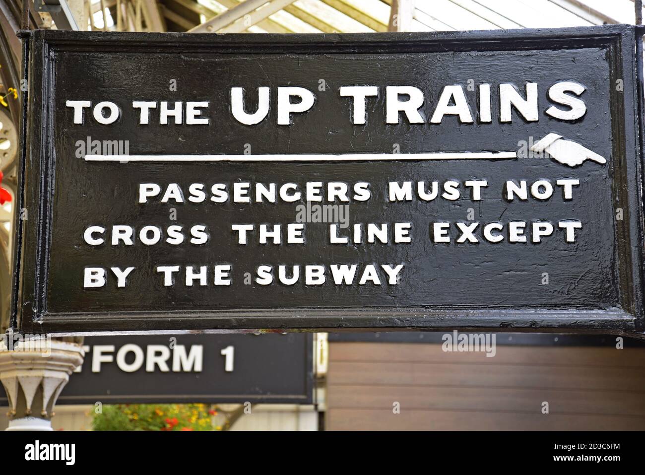 Vintage To The Up Trains sign with finger pointing the direction on the ...
