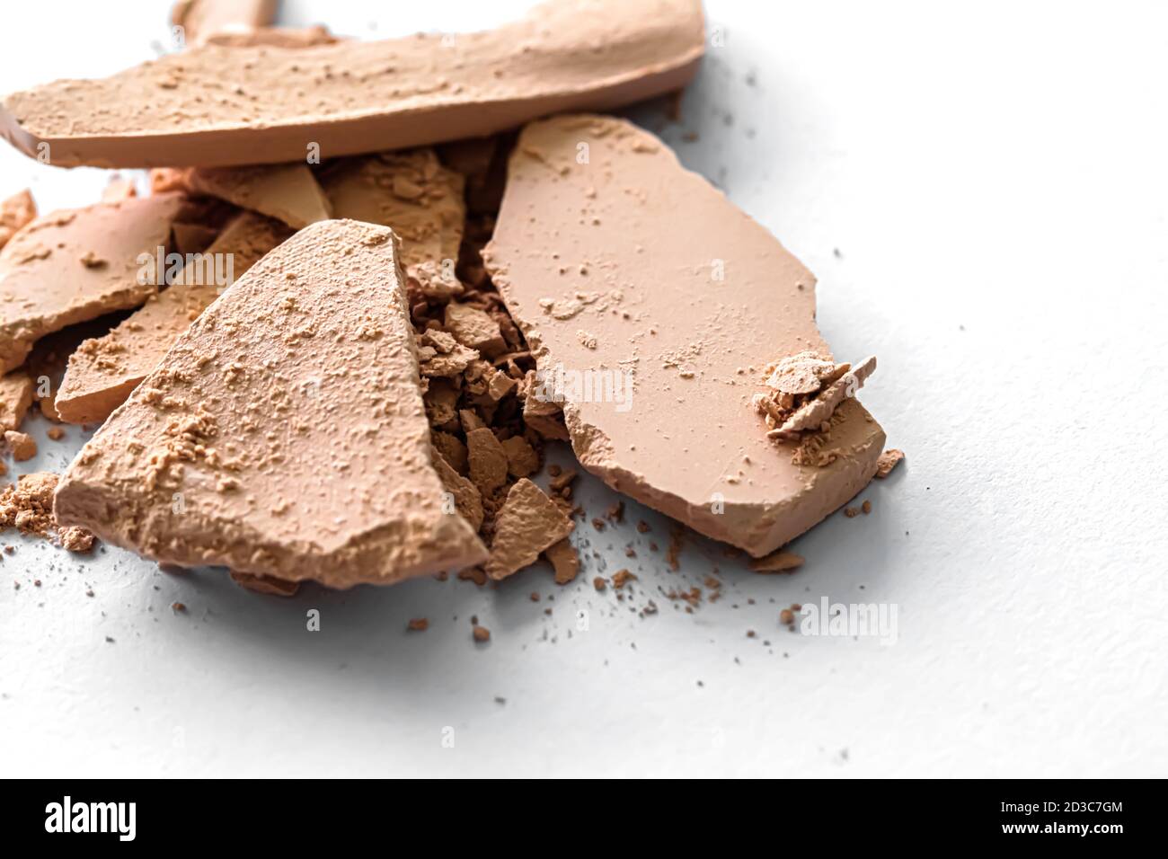 Beige eye shadow powder as makeup palette closeup isolated on white ...