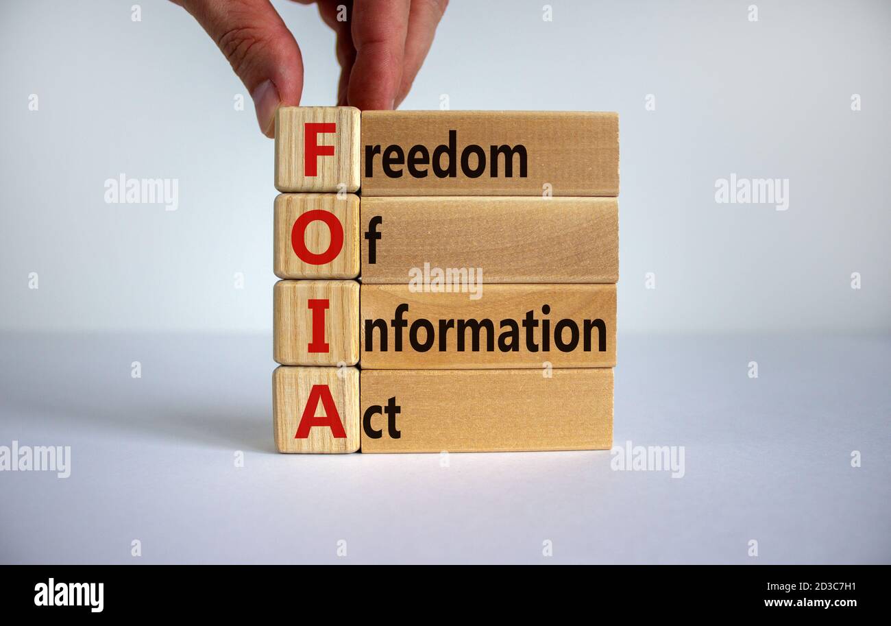 Concept words 'FOIA, Freedom Of Information Act' on wooden cubes and ...