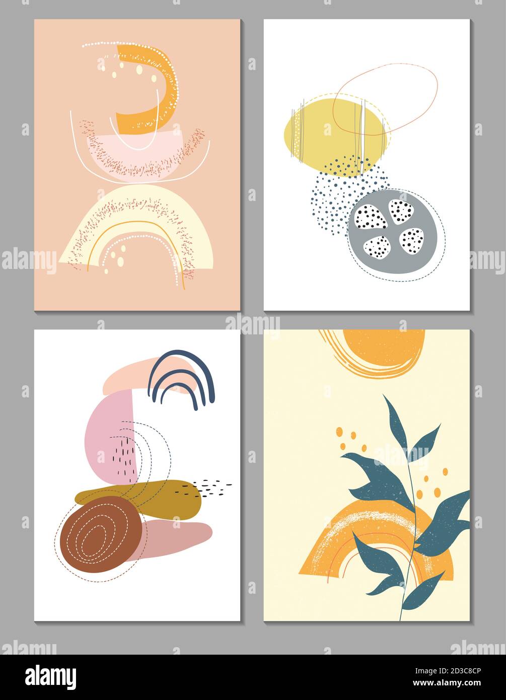 Collection of contemporary art posters in pastel colors. Abstract cut ...
