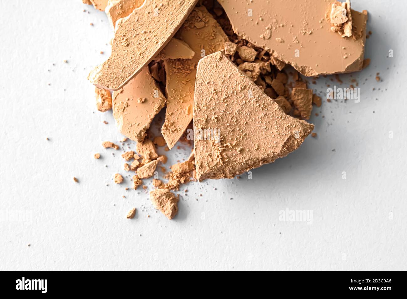 Beige eye shadow powder as makeup palette closeup isolated on white ...