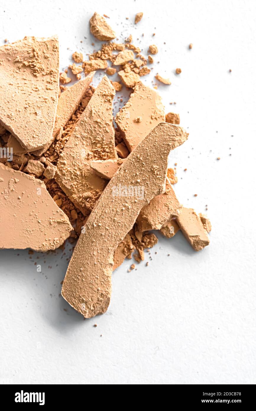 Beige eye shadow powder as makeup palette closeup isolated on white ...